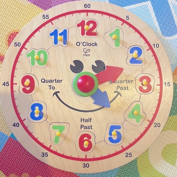 Hape | Toys | Hape Happy Hour Clock Kids Wooden Time Learning Puzzle ...